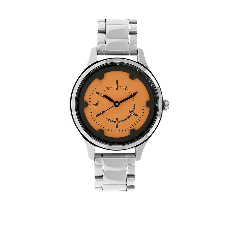 Fastrack Urgent Clementine Orange Dial Stainless Steel Strap Watch: Buy ...