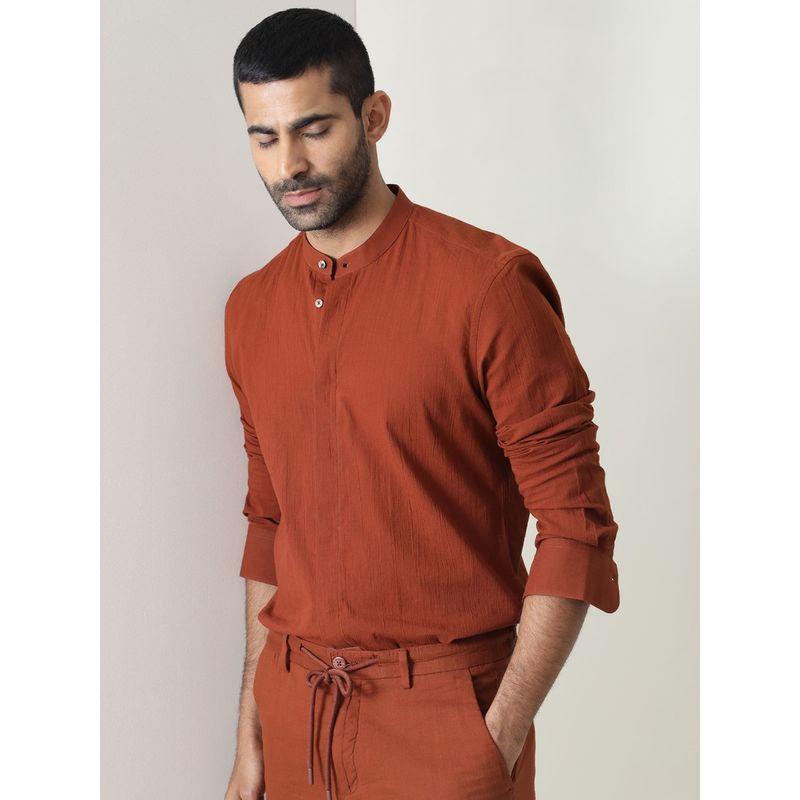 Buy RARE RABBIT Crinckle Rust Shirt Online