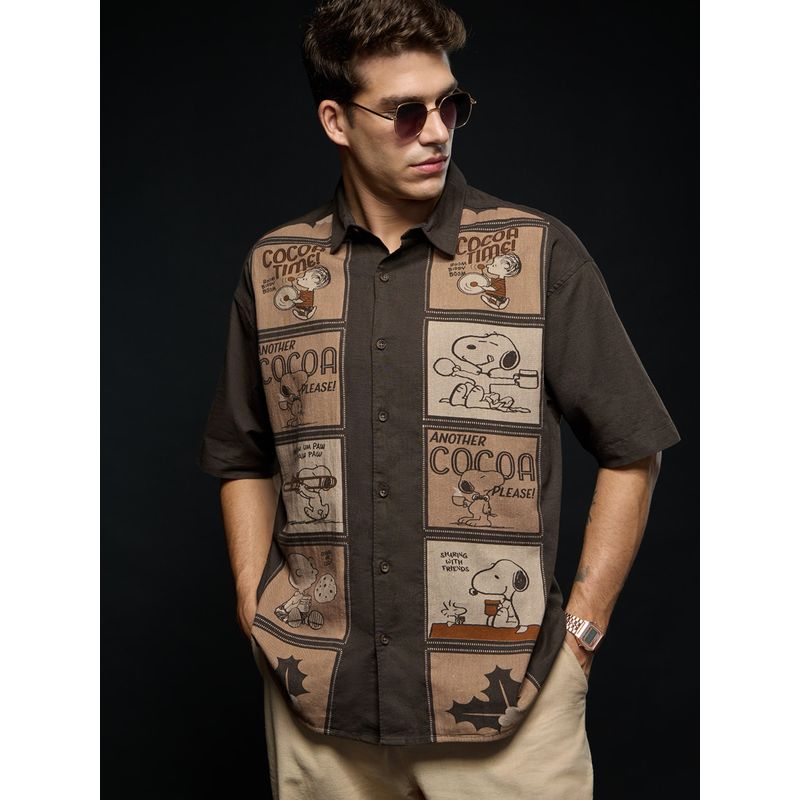 Buy The Souled Store Official Peanuts: Retro Men Brown Oversized Shirt ...