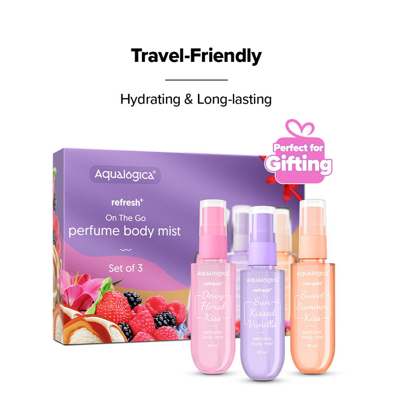 Buy Aqualogica Refresh + On The Go perfume Body Mist Set of 3 Online