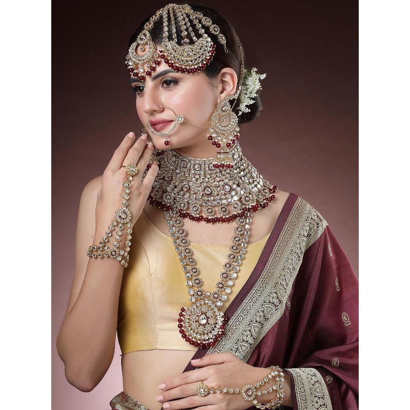 Buy Karatcart Gold Plated Red Enamel Ethnic Indian Traditional Kundan ...