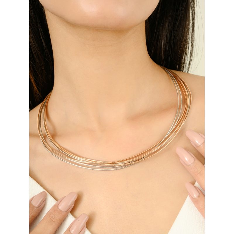 Buy METALM Rose Gold Multi-Layer Chain Online