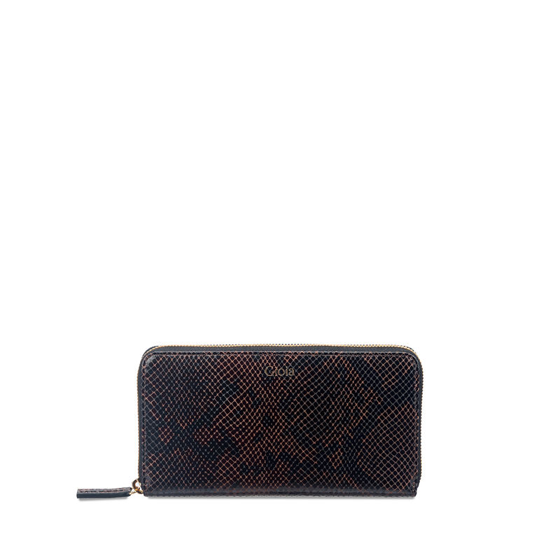 Buy Gioia Women Faux Python Zip Around Clutch Burgundy Online