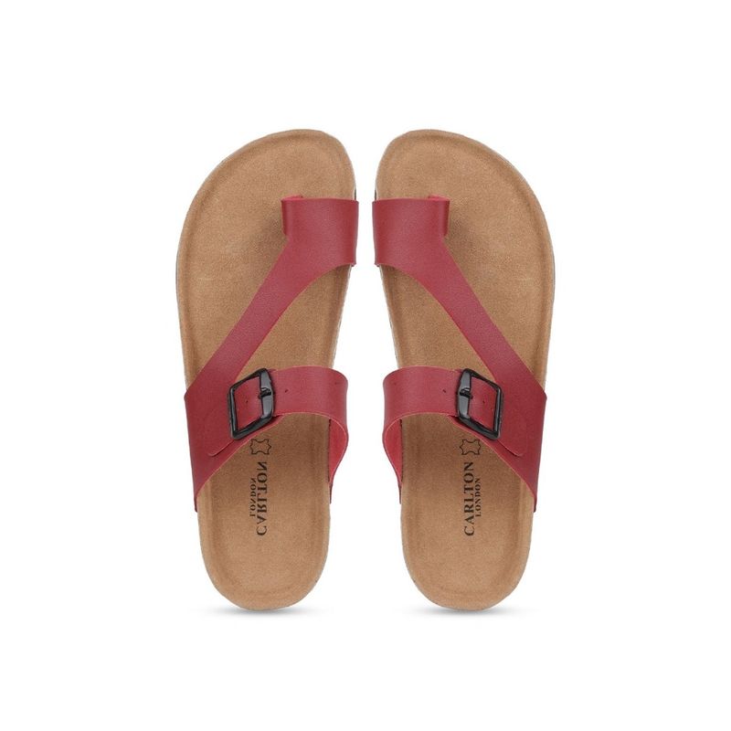 Buy Carlton London Solid Red Sandals Online