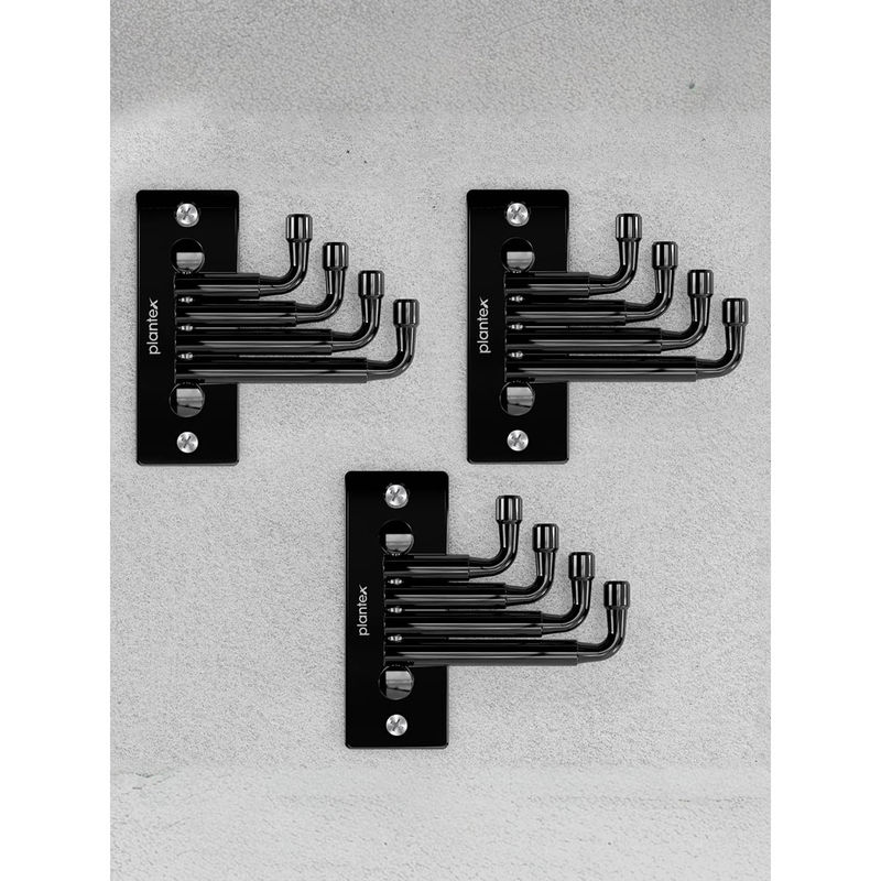 Buy Plantex Stainless Steel Flexible Hooks - Black (Pack of 3) Online