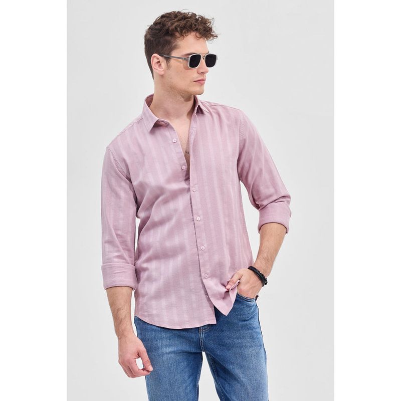 Buy Snitch Pink Self-Design Slim Fit Shirt Online
