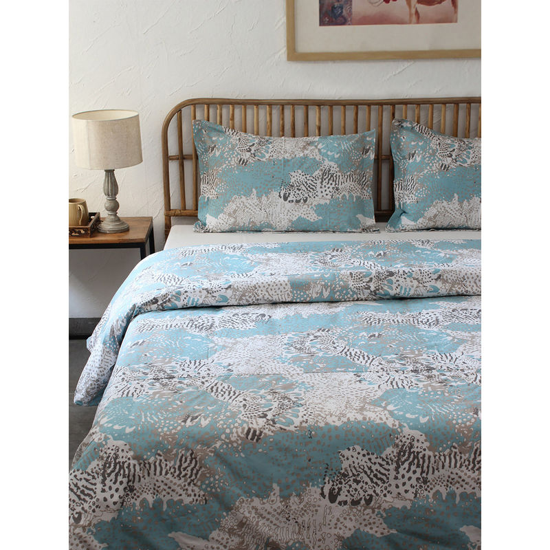 Buy House This Mashak Pure Cotton Bed Set Blue Online