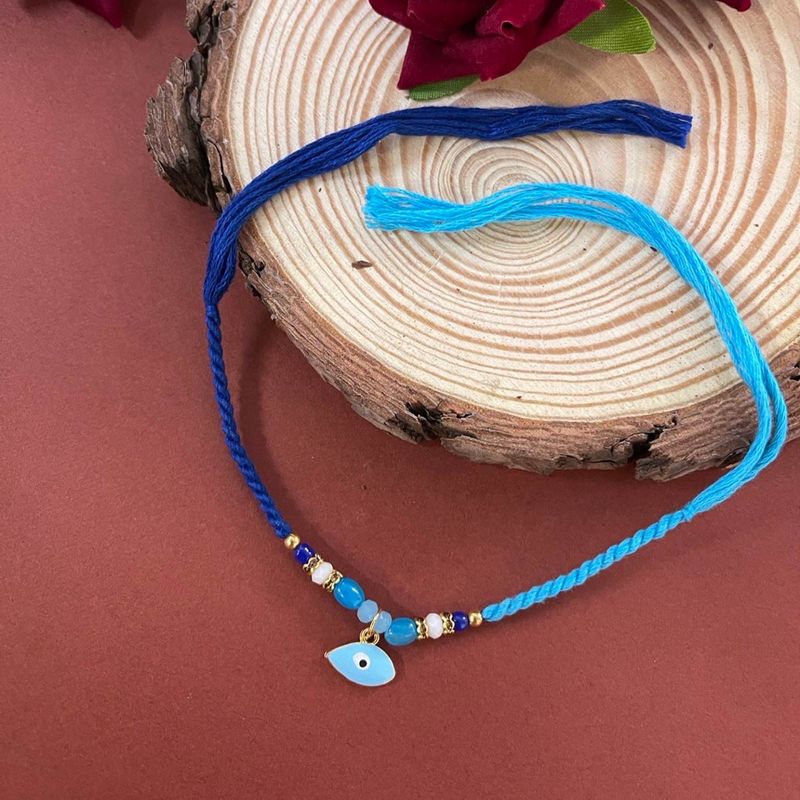 Buy Digital Dress Room Unique Designer Rakhi Blue Evil Eye Charm Beads ...