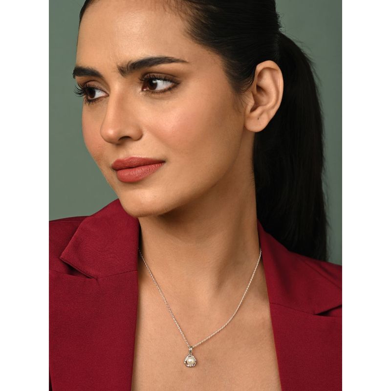 Buy CLARA 925 Silver Platinum Plated Necklace Online