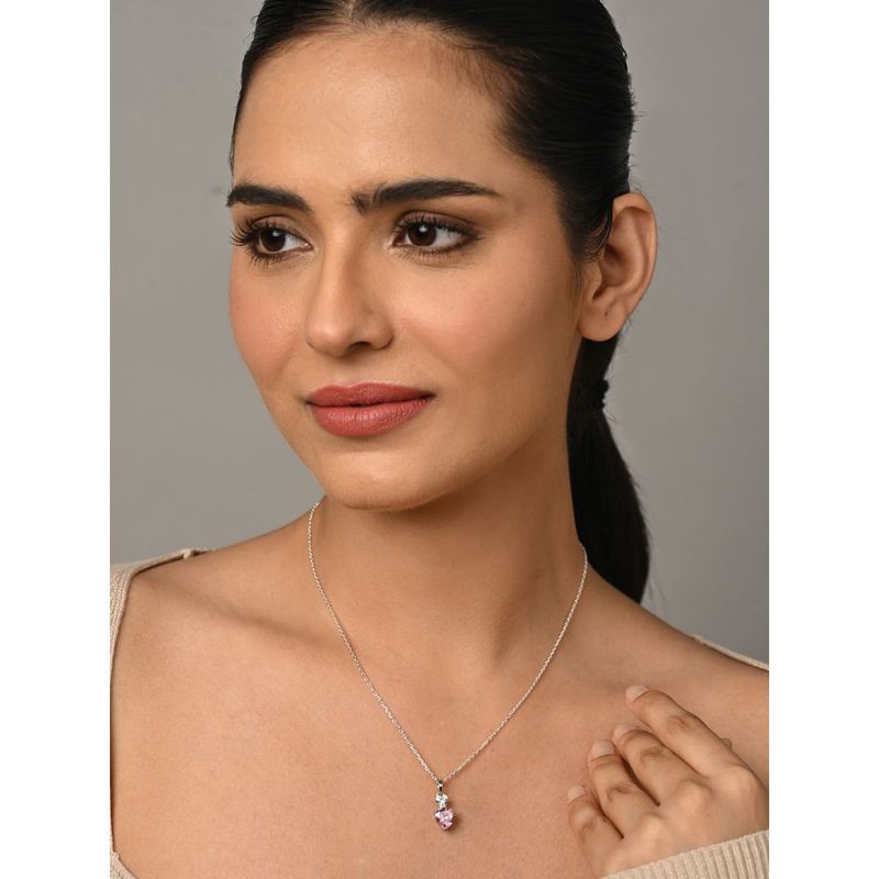 Buy CLARA 925 Silver Platinum Plated Necklace Online