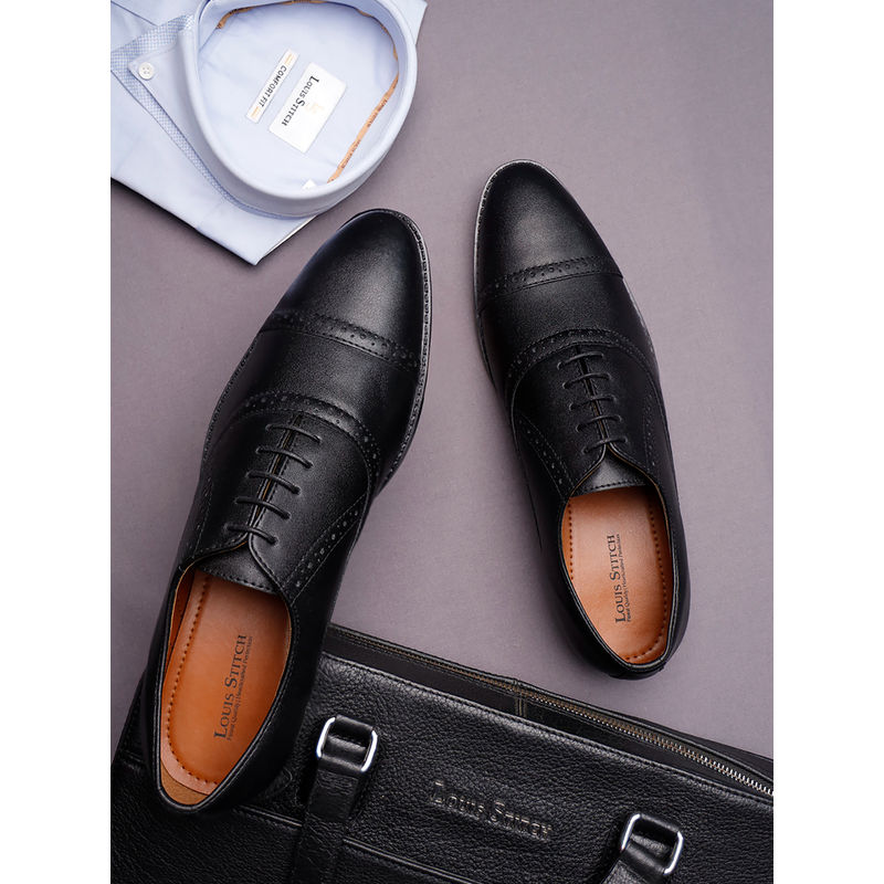 Buy Louis Stitch Men Jet Black Formal Lace Up Oxford Shoes Online