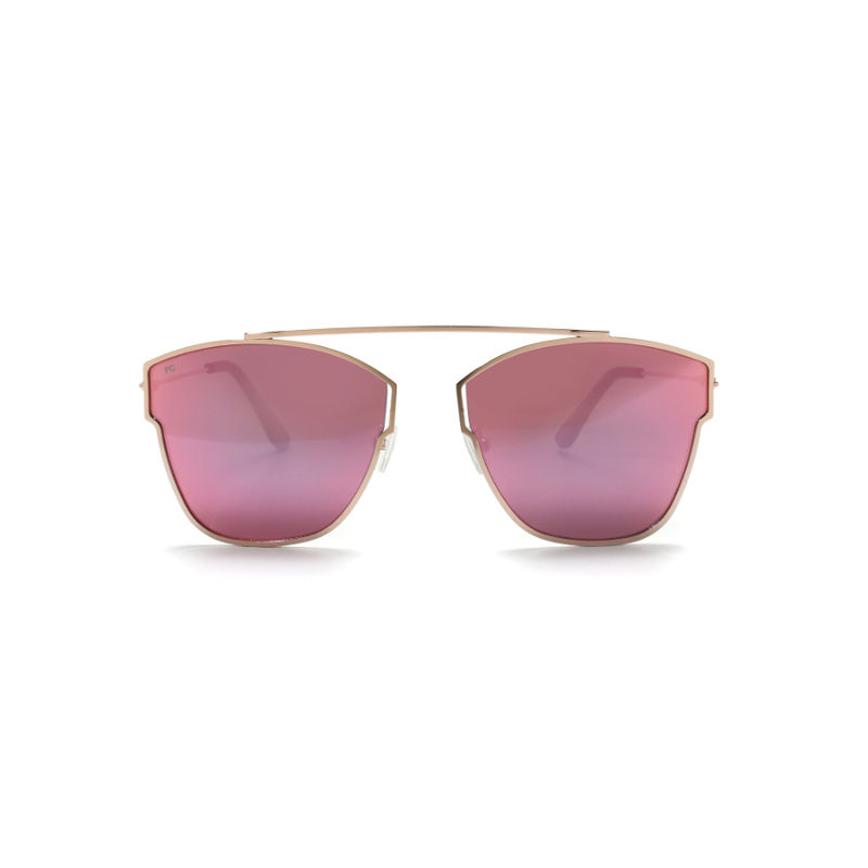 Buy French Connection Pink Lens Rectangular Sunglass Full Rim Gold ...