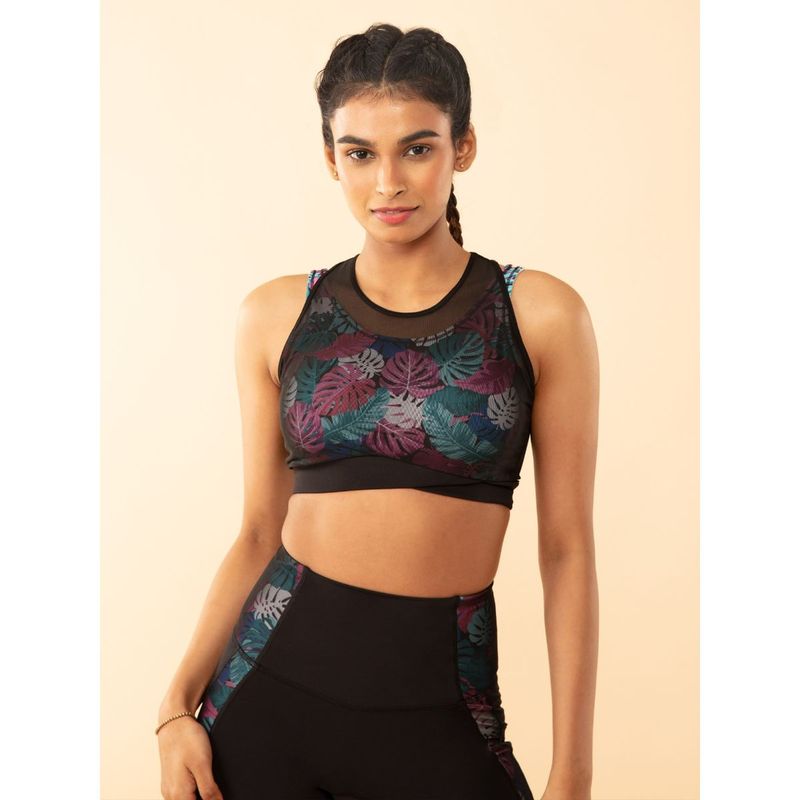 Buy Nykd by Nykaa High Neck Sports Bra- NYK119 Tropical Print Online