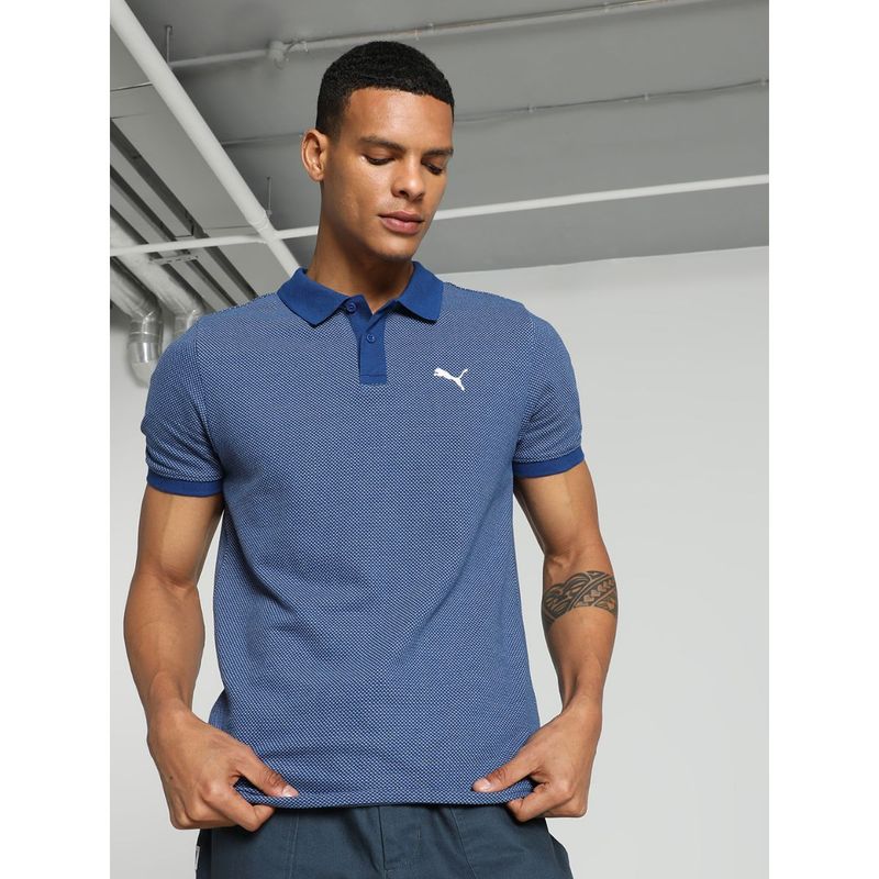 Buy Puma Jacquard 3T Men Blue Polo T-Shirt Online