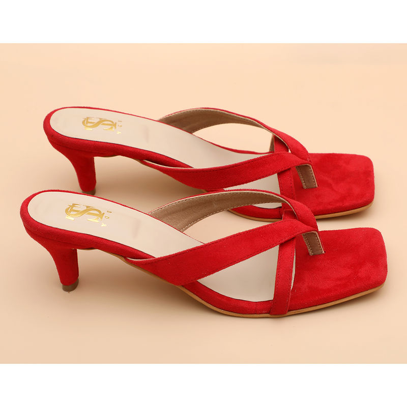 Buy Shoe that fits you Red Strappy Sandal Heels Online