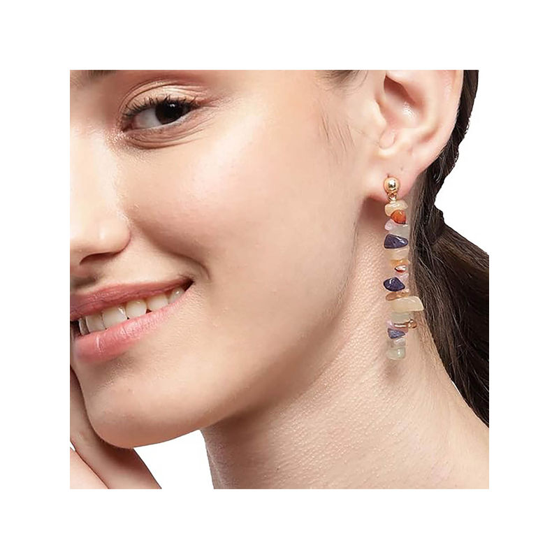 Buy Deebaco Gold-Plated Multi-Color Drop Earrings Online