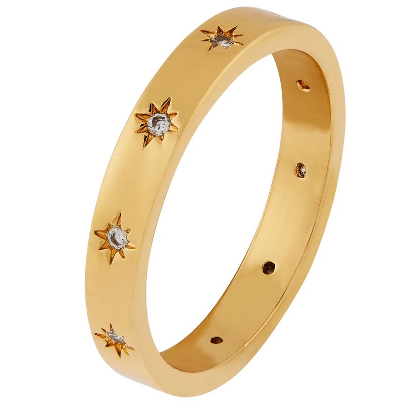 Buy 14k Gold Plated Sparkle Star Band Ring By Accessorize London For ...