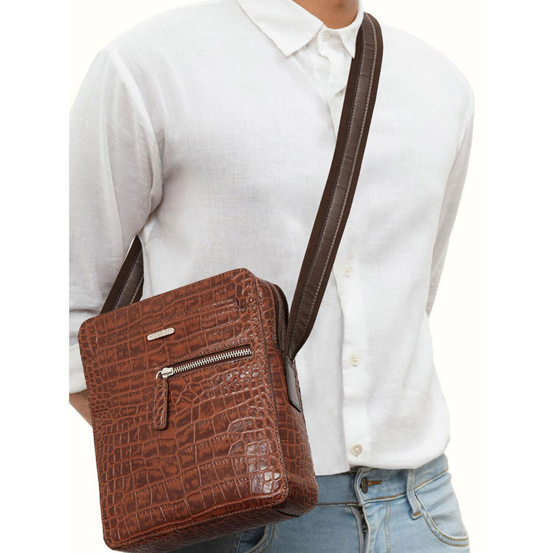 Buy Hidesign Men Casual Tan Cross Body Bag (M) Online