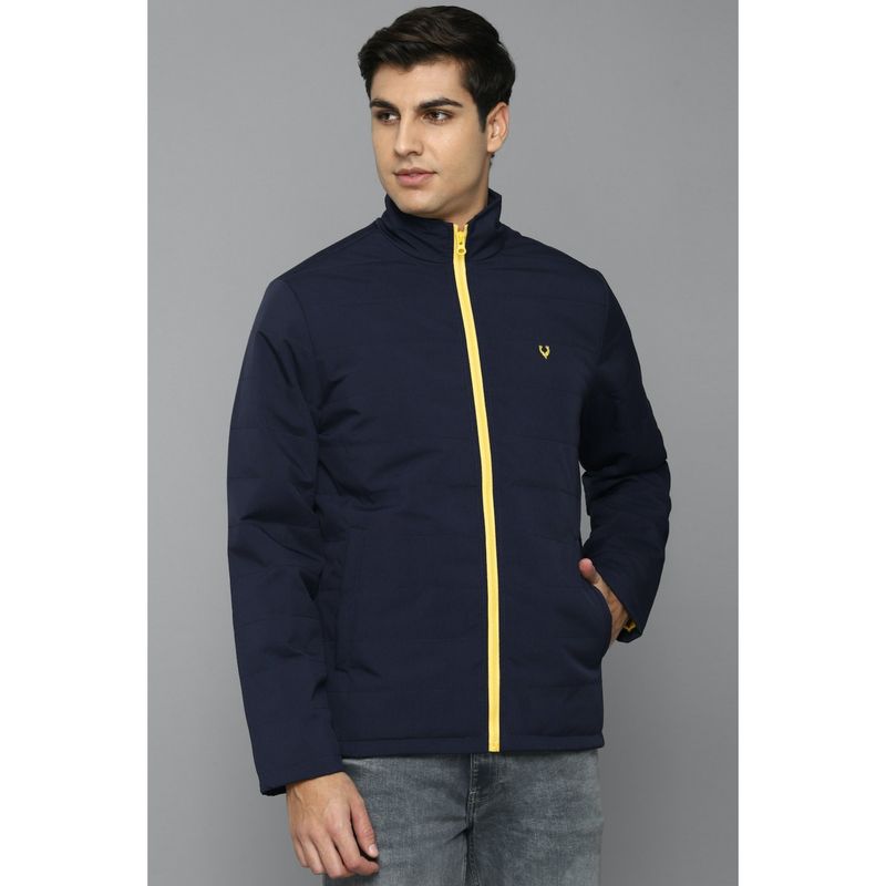 Buy Allen Solly Men Navy Solid Full Sleeves Casual Jacket Online