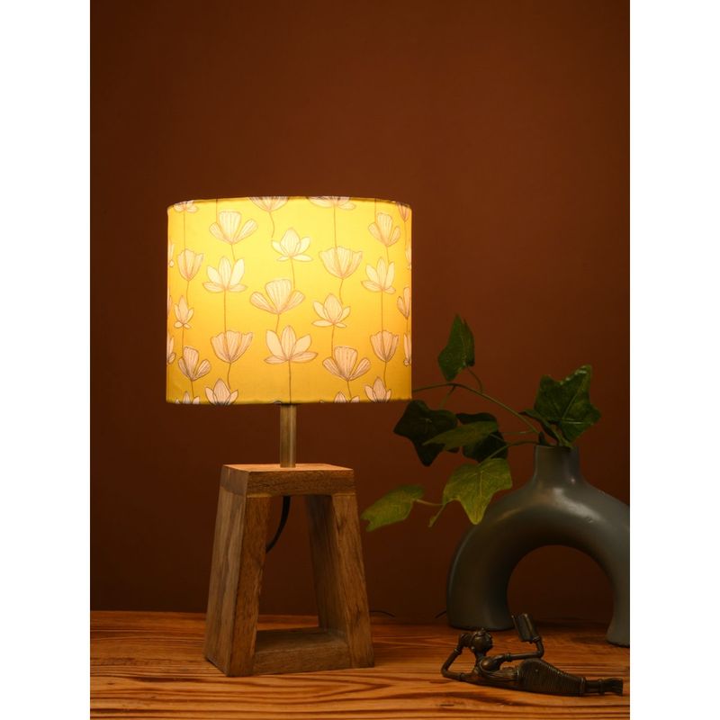 Buy Green Girgit Wooden A-Shape Brown Lamp with Mustard Flora Multi ...