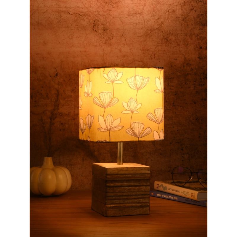 Buy Green Girgit Wooden Stripped Cube Lamp with Multi-Color Mustard ...