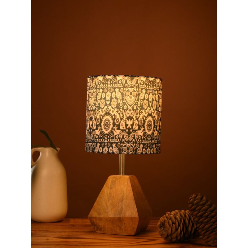 Buy Green Girgit Wooden Diamond Shaped Lamp with Multi-Color Indian Art ...