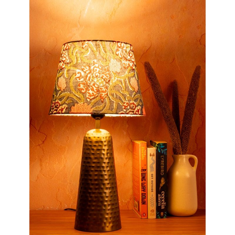 Buy Green Girgit Golden Hammered V-Shaped Lamp with Multi-Color Taper ...