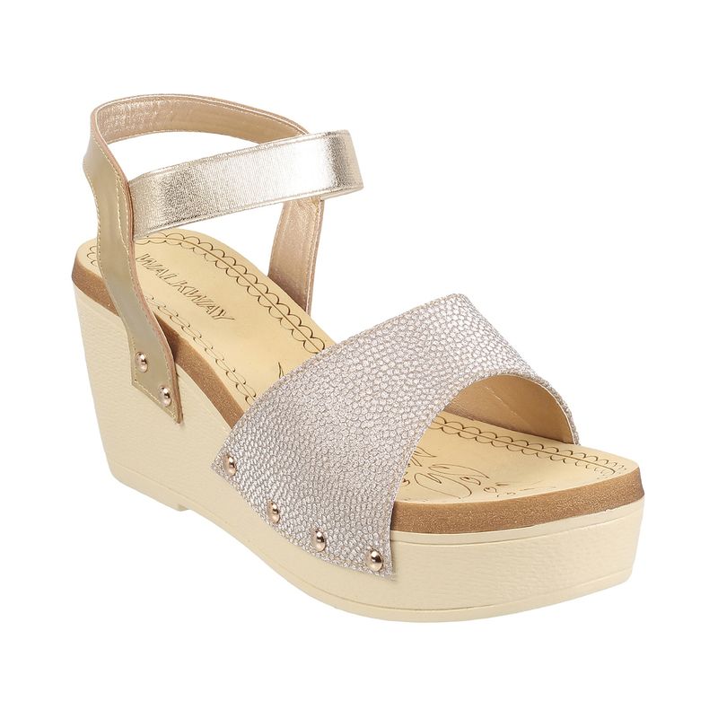 Walkway Gold Textured Wedges: Buy Walkway Gold Textured Wedges Online ...