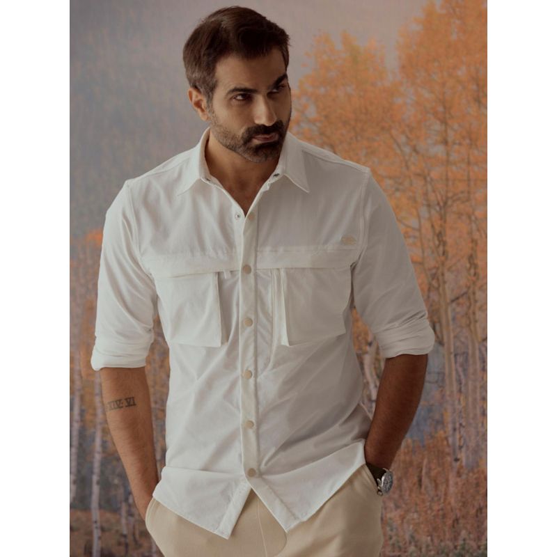 Buy Andamen Off White Solid Regular Fit Shirt Online