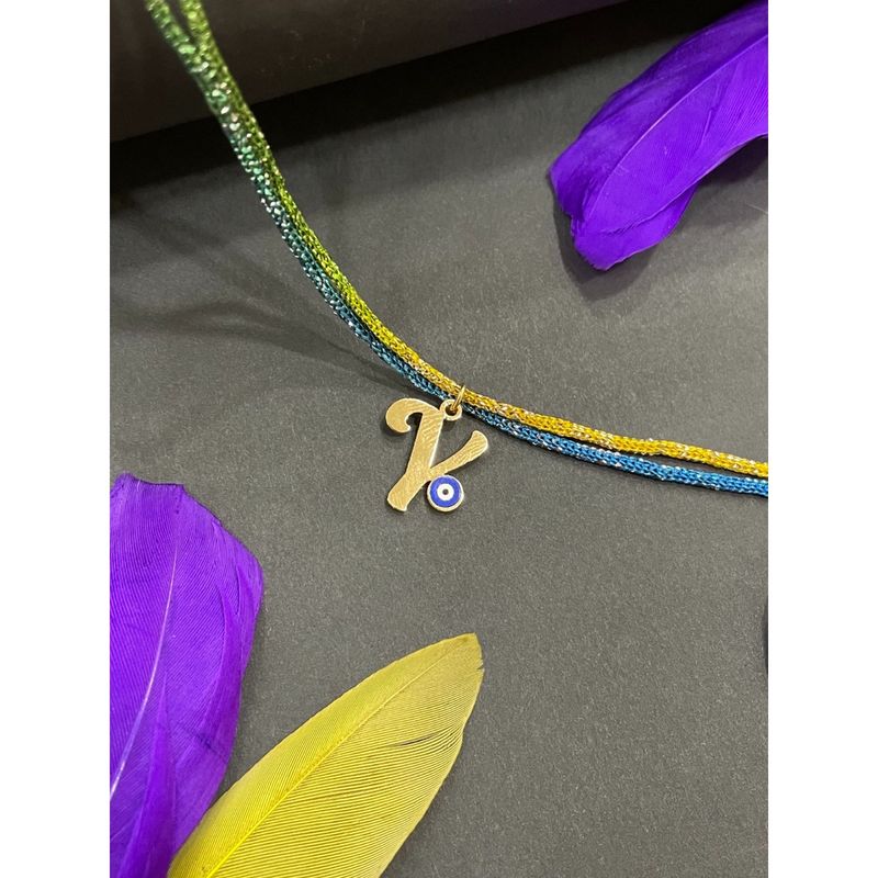 Buy Digital Dress Room Gold Y Letter Evil Eye Thread Rakhi Online