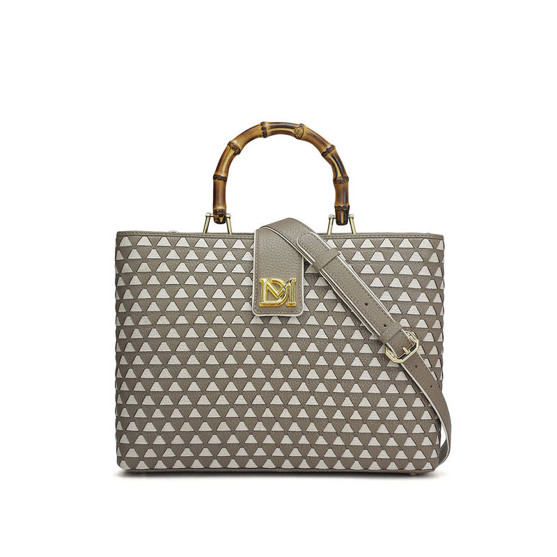 Buy Da Milano Genuine Leather Taupe Satchel with Detachable Strap (Set ...