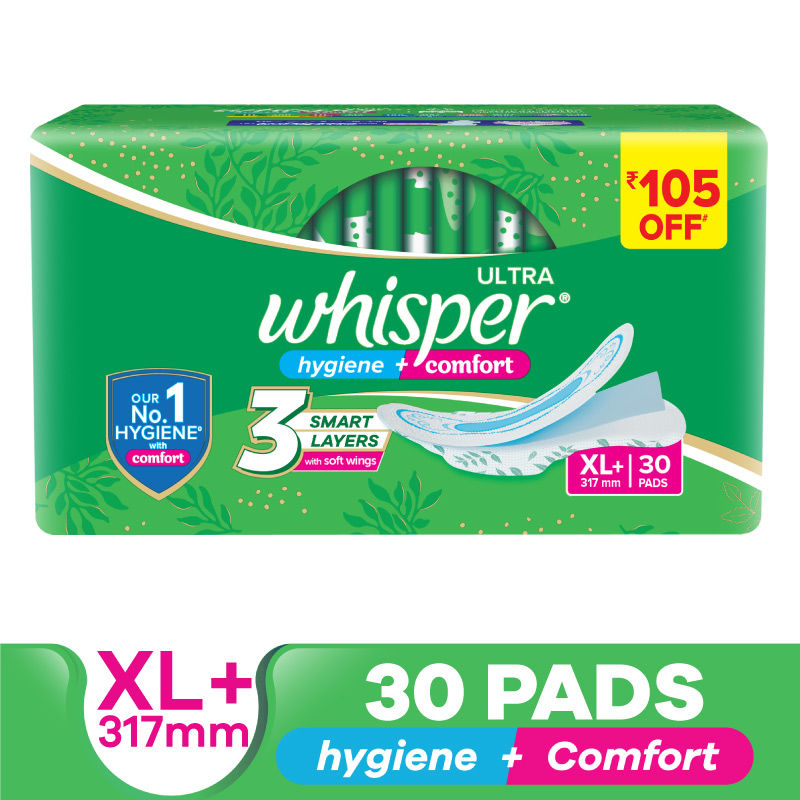 Buy Whisper Ultra Clean Thin XL+ Sanitary Pads-Hygiene & Comfort with ...