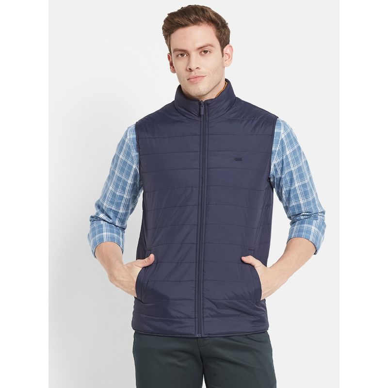 Buy METTLE Men Navy Blue Solid Padded Jacket Online