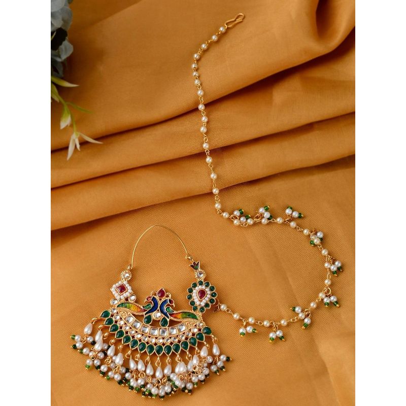 Buy Silvermerc Designs Gold Plated Jhalar Rajputi Nath Nosering Online