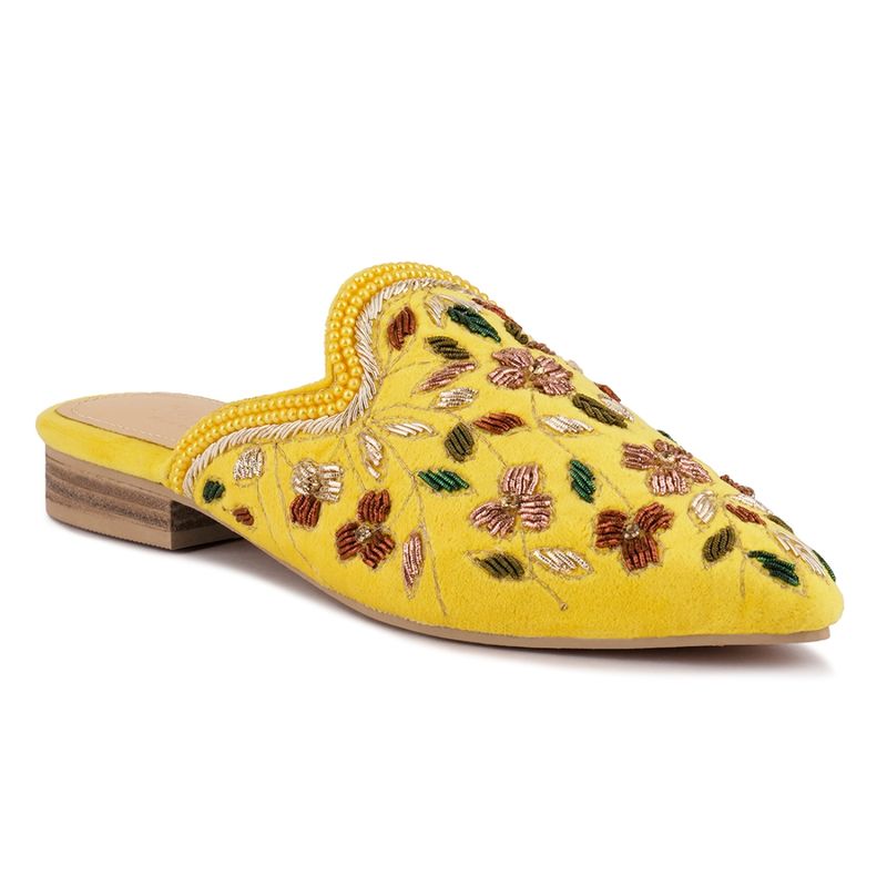 Buy Rag & Co Embellished Yellow Mules Online