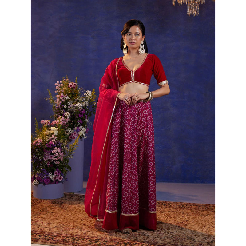 Gajra Gang by Nykaa Fashion Rangreza Pink Printed Mirror Work Lehenga ...