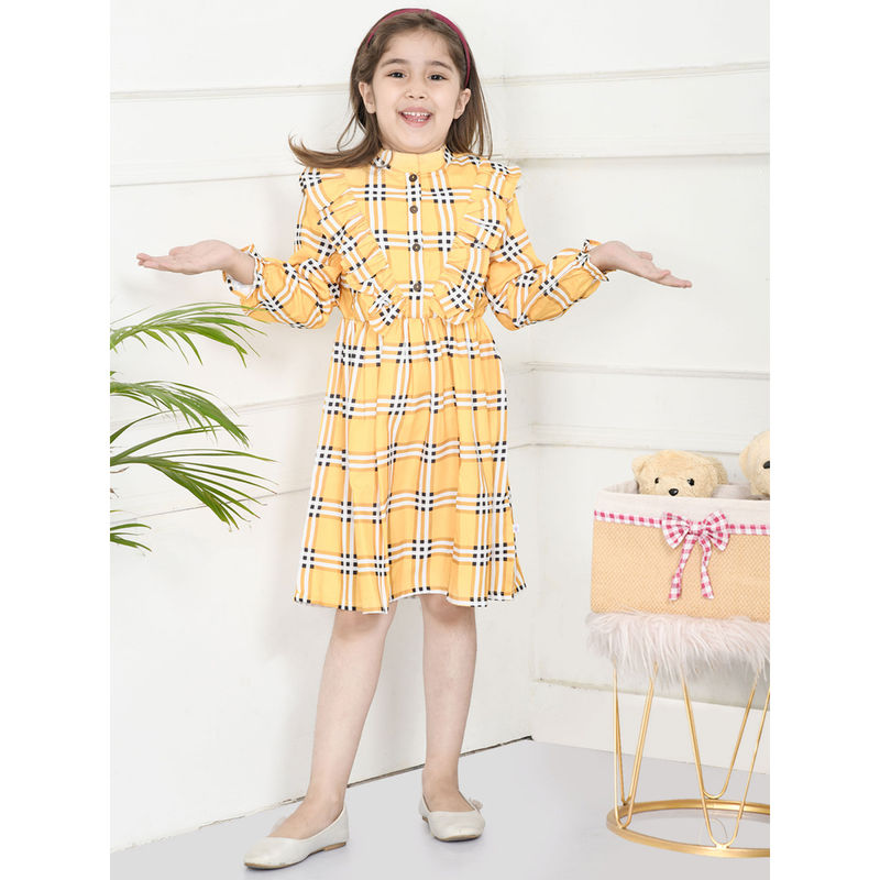 Lilpicks Yellow Check Print Ruffled Dress: Buy Lilpicks Yellow Check ...