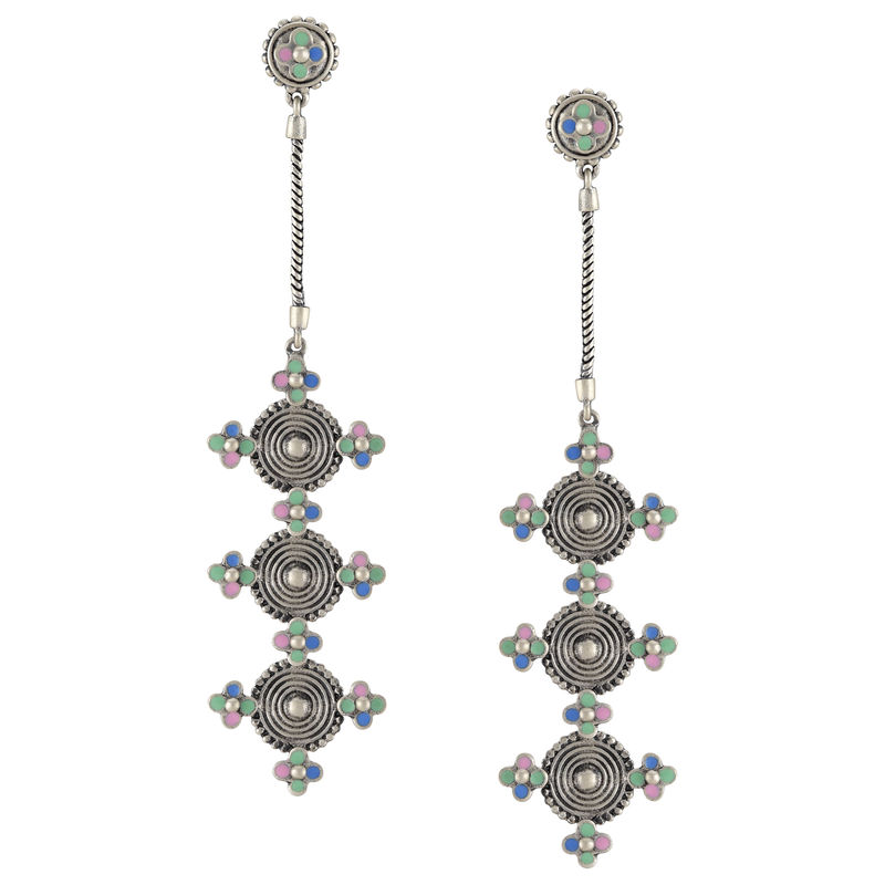 Buy Tribe Amrapali Multi Enamel Coin Drop Chandrika Earrings Online