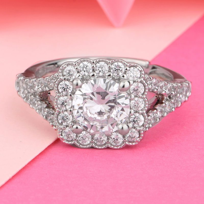 Buy Lilly & Sparkle Brass Rhodium Plated Adjustable Finger Ring with Cz ...