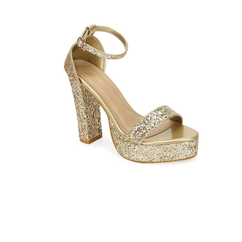 Truffle Collection Gold Embellished Heels: Buy Truffle Collection Gold ...