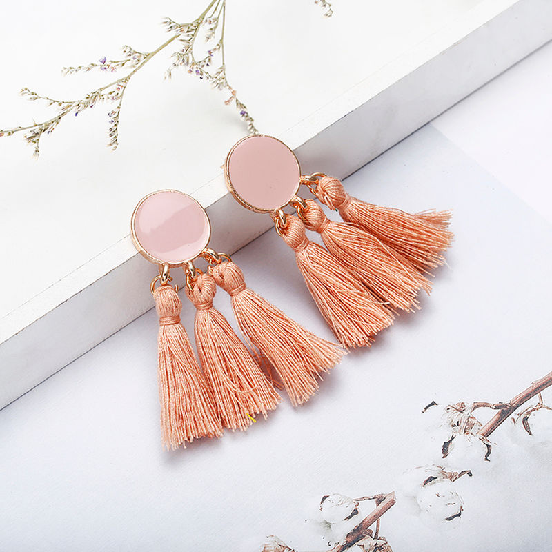 Buy Jewels Galaxy Ravishing Gold Plated Thread Tassel Earrings For ...