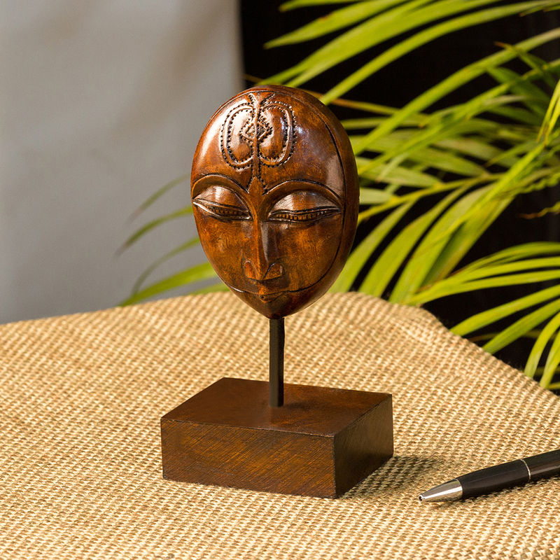 Buy ExclusiveLane Meditating Face' Hand Carved Wooden Sculpture ...