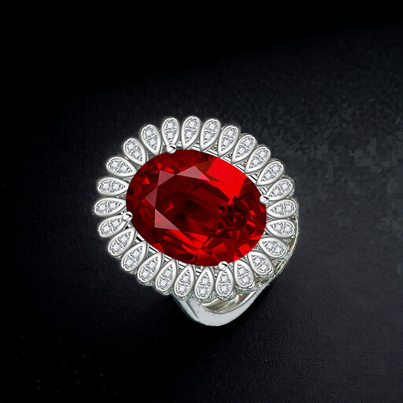 Buy Designs & You Silver Plated Crushed Ice Cut Red Finger Ring Online