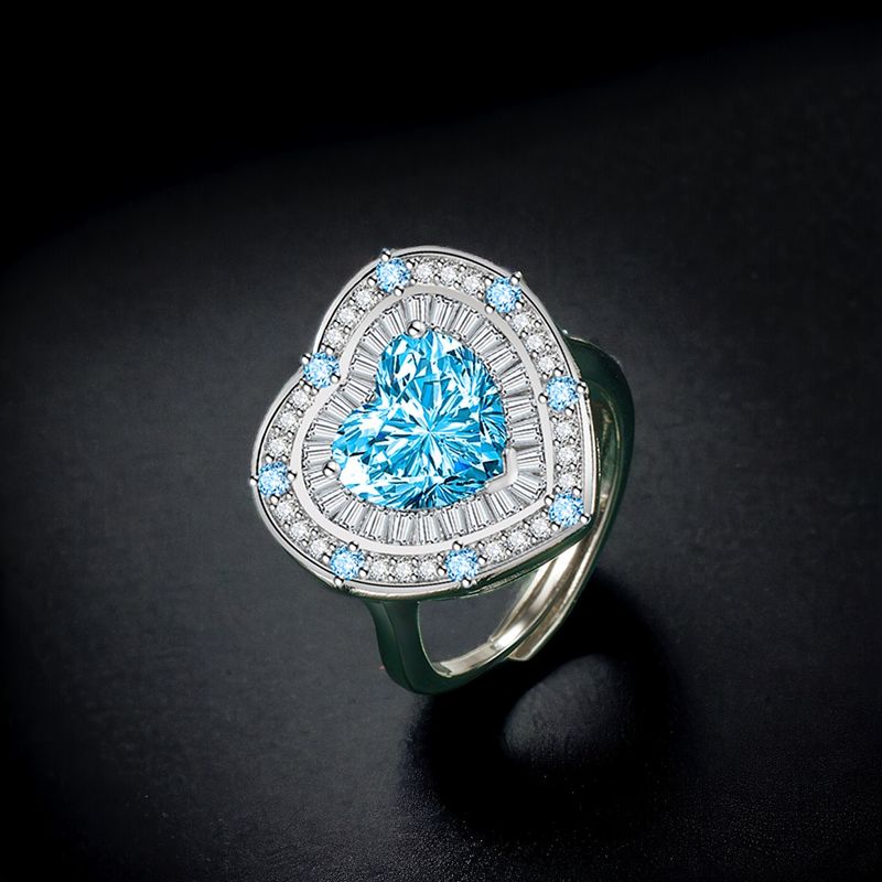 Buy Designs & You Silver Plated Crushed Ice Cut Blue Finger Ring Online
