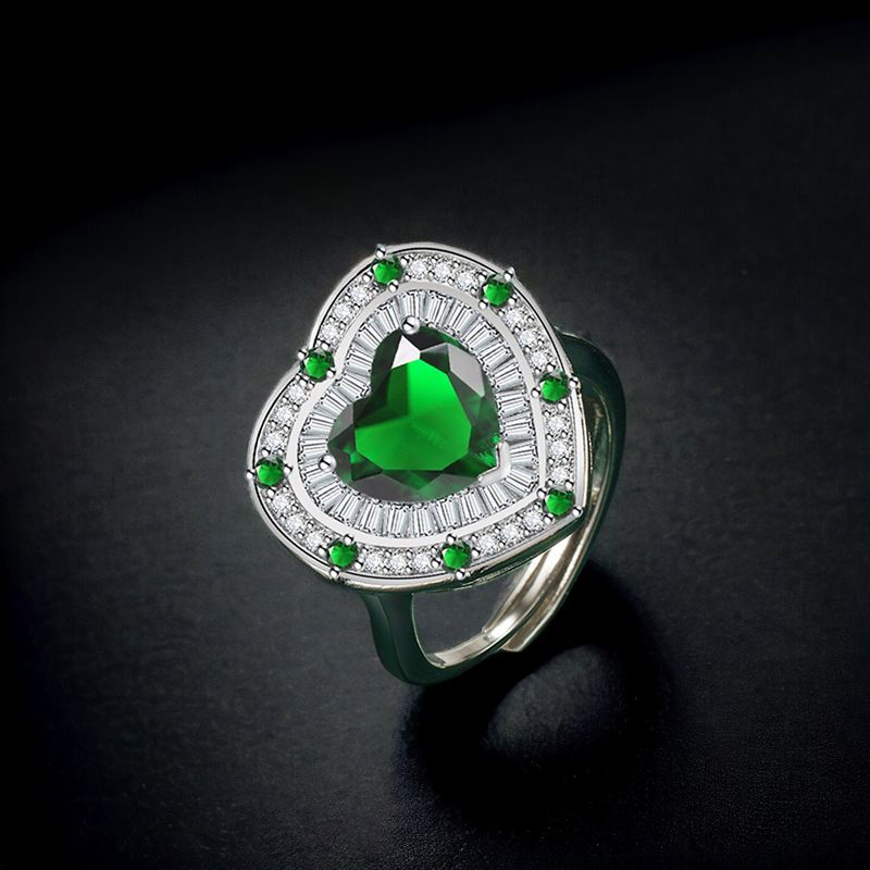 Buy Designs & You Silver Plated Crushed Ice Cut Green Finger Ring Online