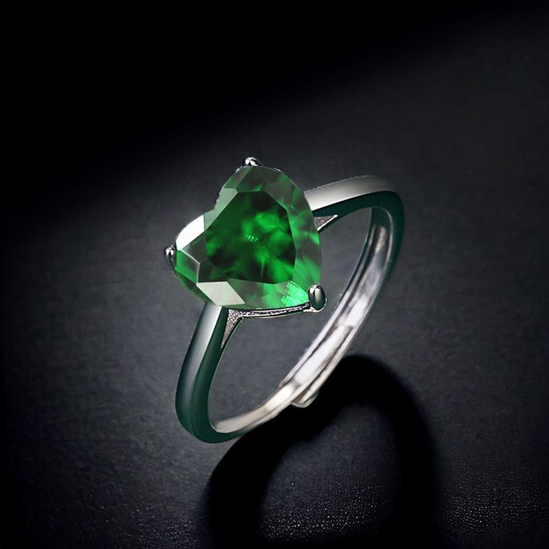 Buy Designs & You Silver Plated Crushed Ice Cut Green Finger Ring Online