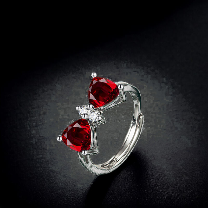 Buy Designs & You Silver Plated Crushed Ice Cut Red Finger Ring Online