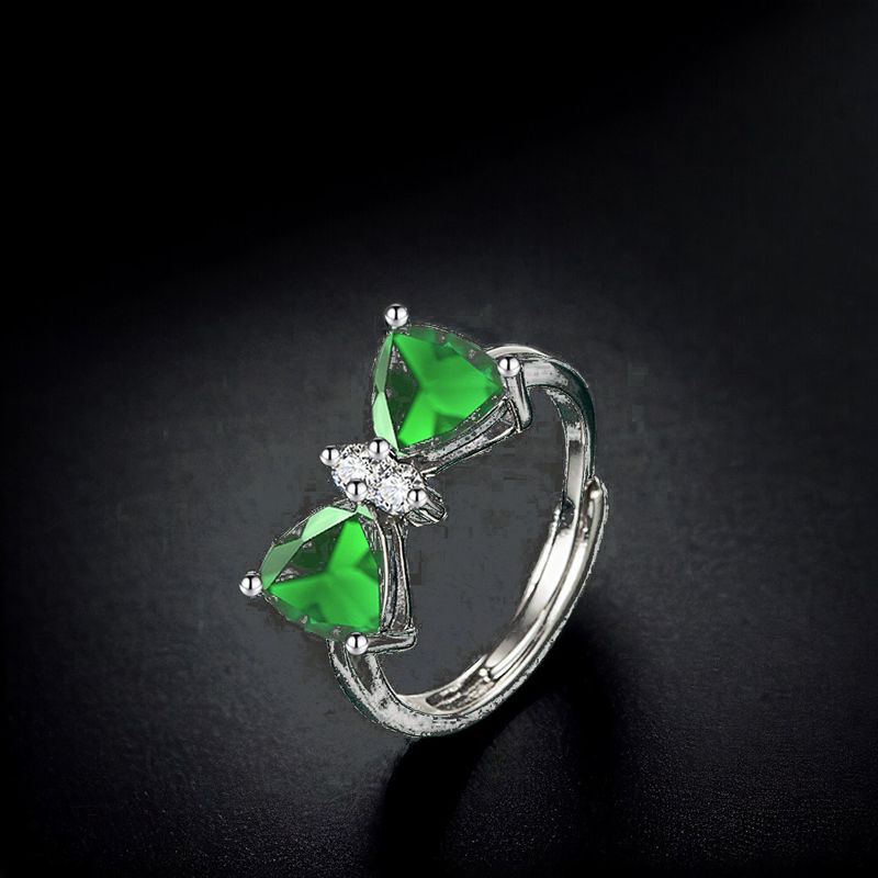 Buy Designs & You Silver Plated Crushed Ice Cut Green Finger Ring Online