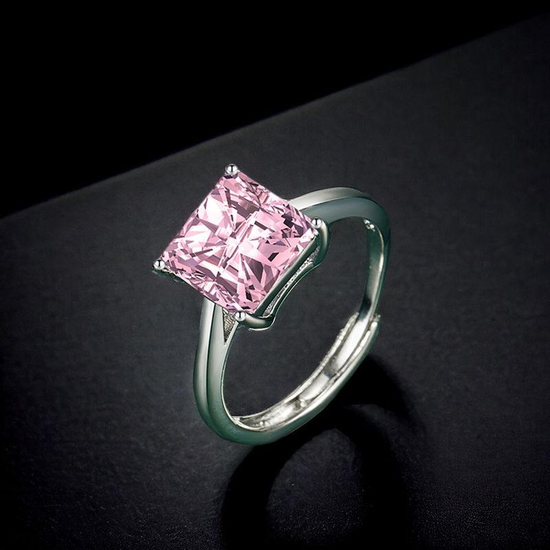 Buy Designs & You Silver Plated Crushed Ice Cut Pink Finger Ring Online