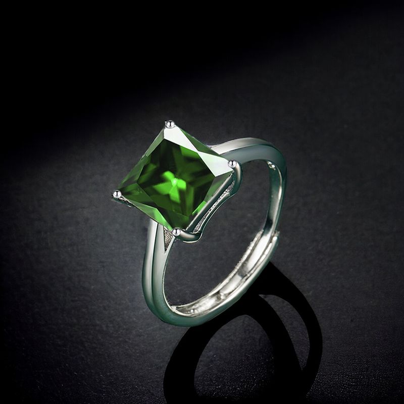 Buy Designs & You Silver Plated Crushed Ice Cut Green Finger Ring Online